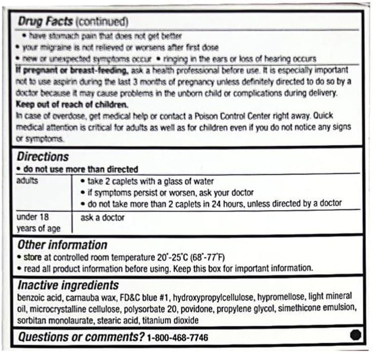 Excedrin Migraine 50 Pack - 2 Caplets per Pack - Single Dose Box | Buy ...