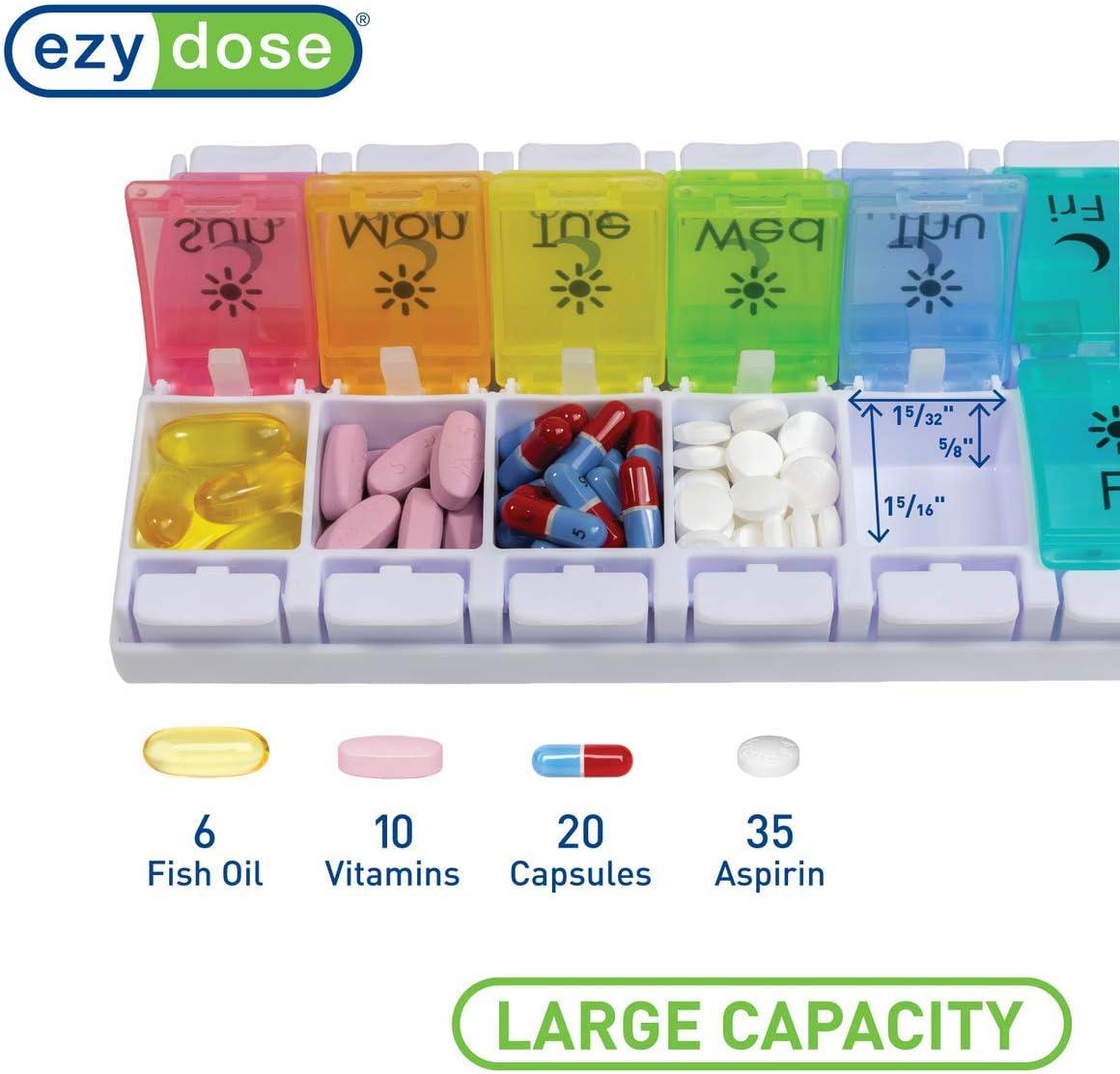 EZY DOSE Push Button 7-Day Pill Case Medicine Planner, Large ...