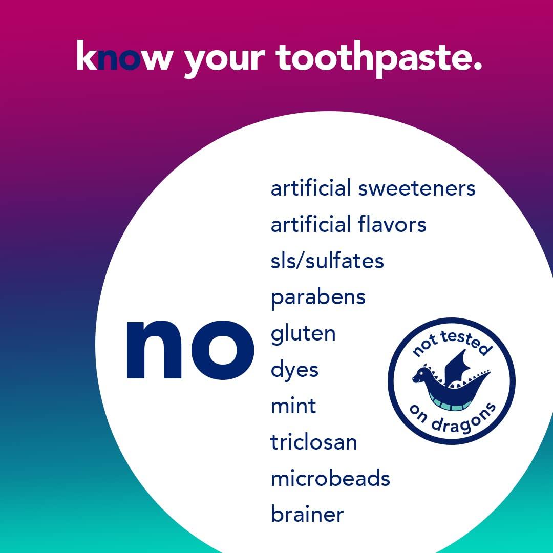 Hello Kids Dragon Dazzle Blue Raspberry Toothpaste - Vegan, SLS Free, 4 ...