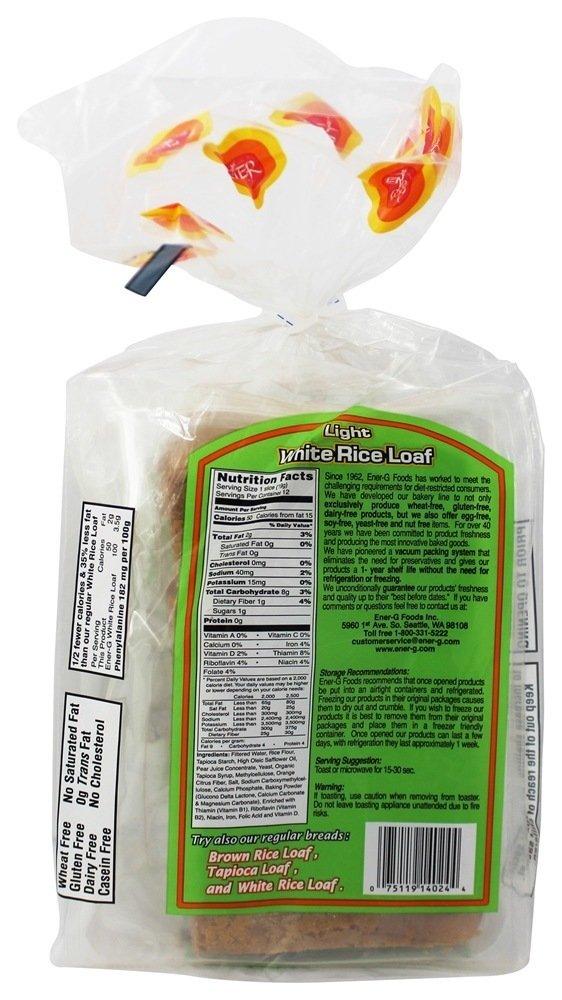 Ener-G Foods Light White Rice Loaf - 8oz Pack of 6 | Gluten-Free Bread ...