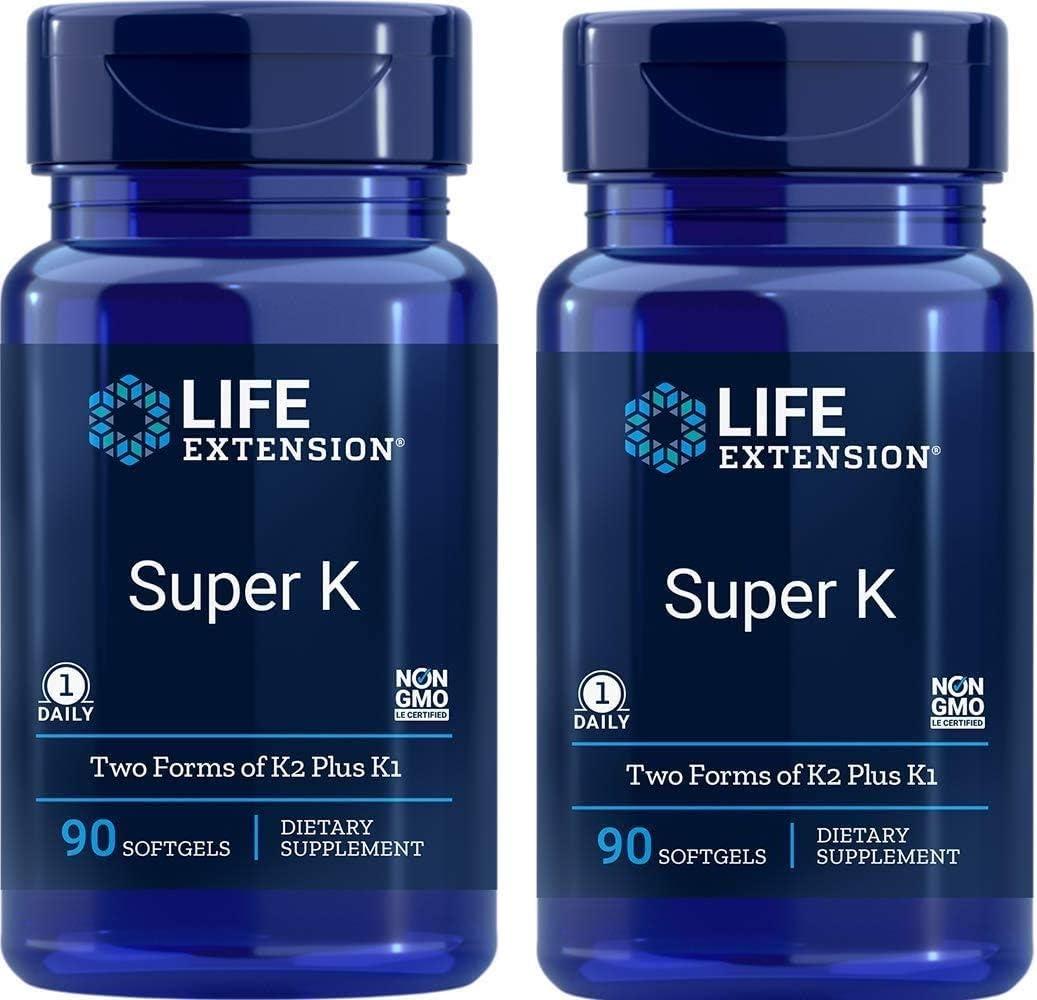 Life Extension Super K with Advanced K2 Complex 90 Softgels - Pack of 2 ...