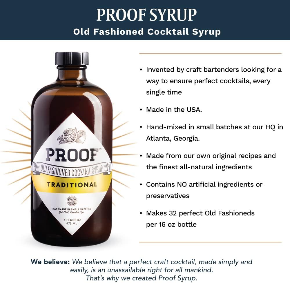 Proof Syrup Traditional Old Fashioned Cocktail Mixer (16 Ounces) | Makes 32 Cocktails | All ...