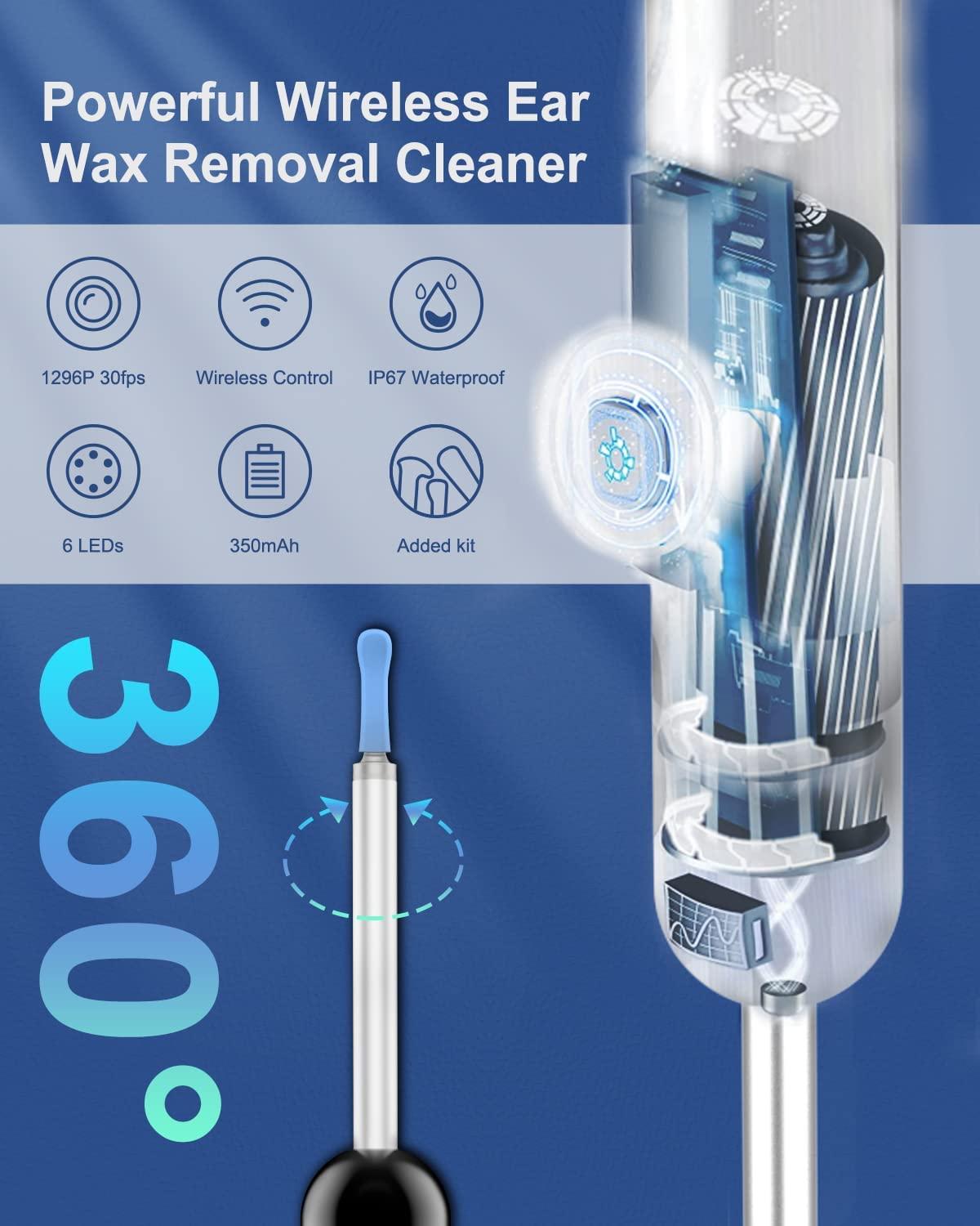 Ear Wax Removal Tool with 1296P LED Lights - IP67 Waterproof Ear ...