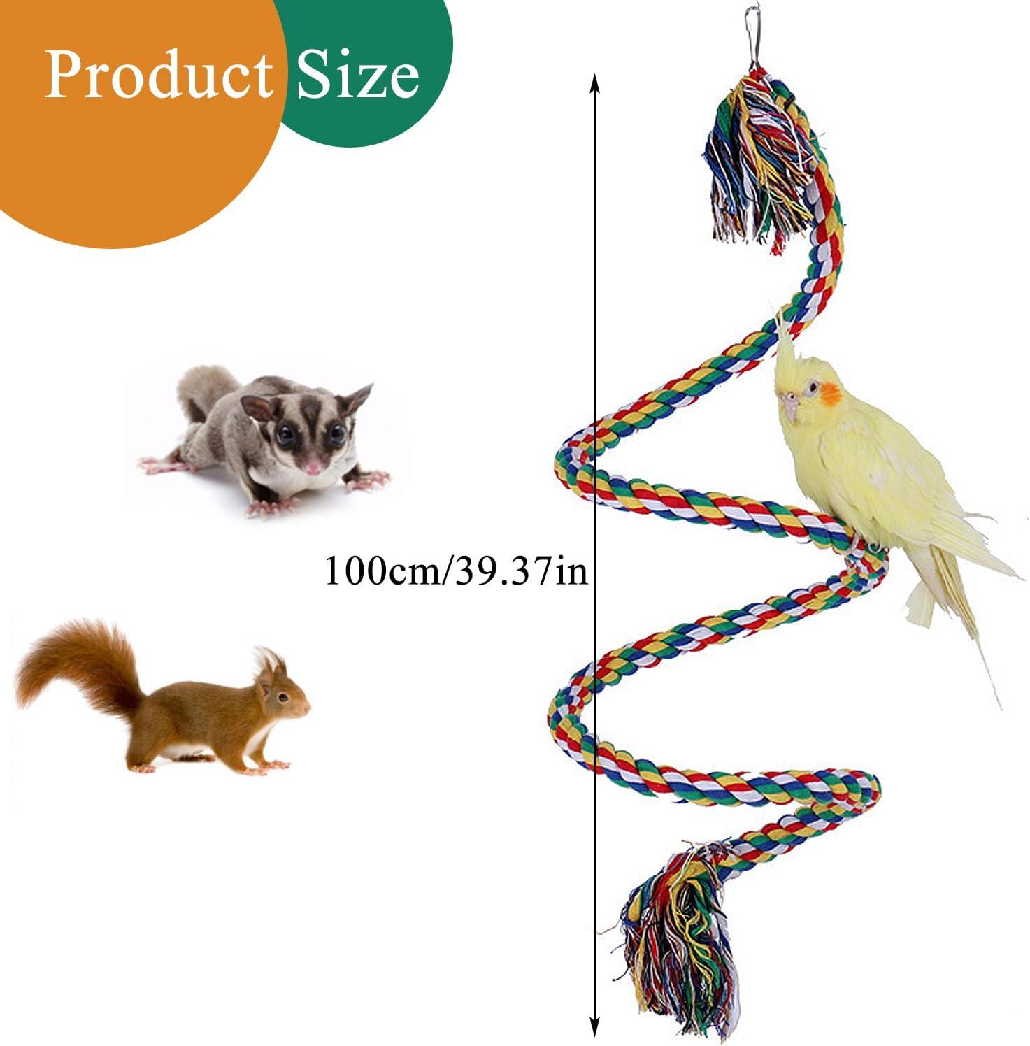 Parrot Perch Spiral Colorful Budgie Toys Cotton Rope Cockatiel Toy Bird ...