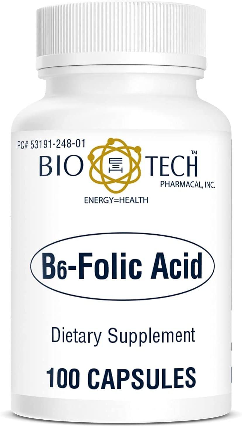 Bio-Tech Pharmacal B6-Folic Acid 100 Capsules - All-Natural Supplement ...