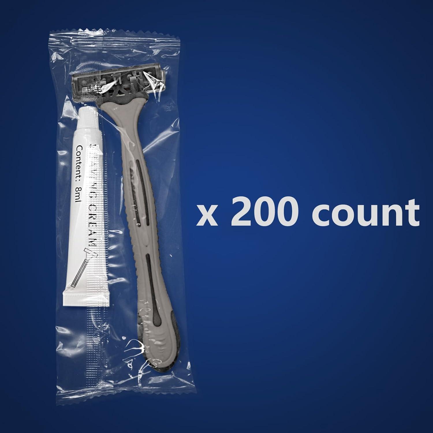 200 Pack Kheoxusa 3 Blade Disposable Razors - Individually Wrapped ...