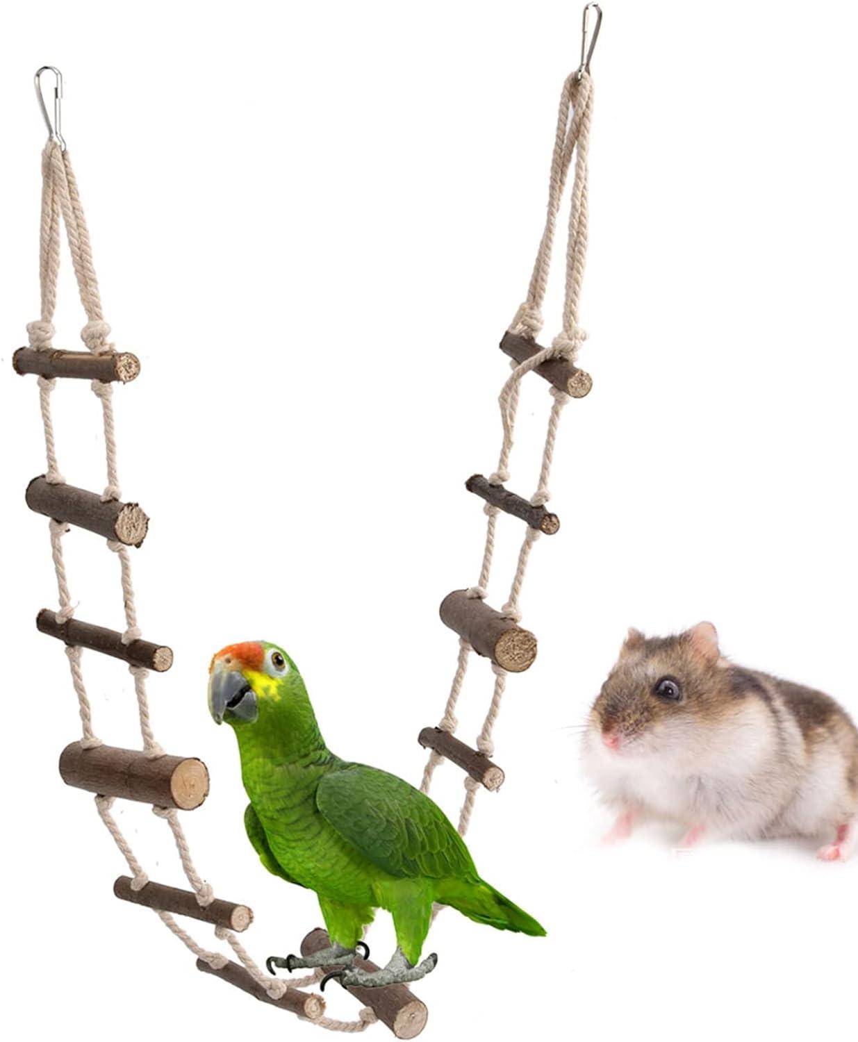 Fdit Bird Ladder Toy Hamster Stairs Wooden Flexible Suspension Bridge ...