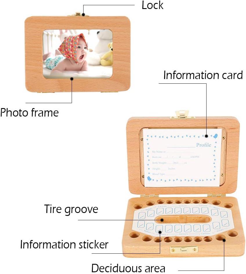Keyohome Baby Teeth Keepsake Box with Photo Frame - Wooden Organizer ...