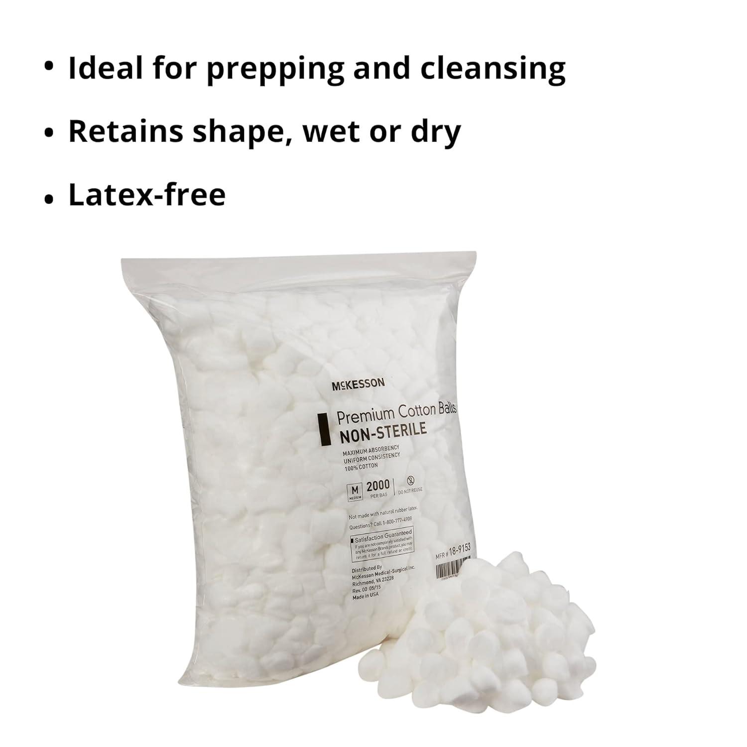 McKesson Premium Cotton Balls Non-Sterile Maximum Absorbency Medium ...