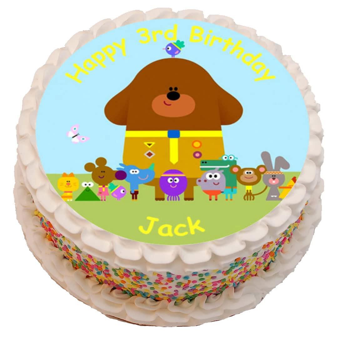 Hey Duggee Personalised PRE-CUT Cake Topper 8 Inch Round Edible Icing ...