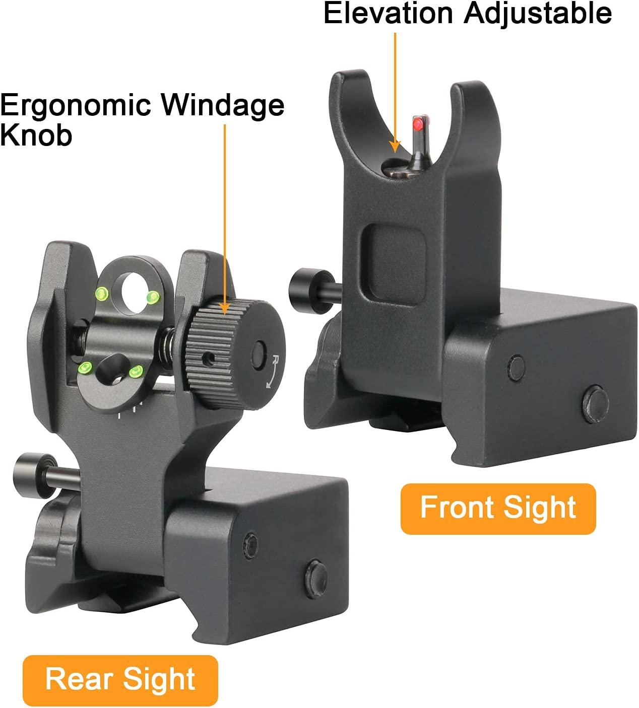 Souforce Flip Up Front and Rear Iron Sights Set for Picatinny & Weaver ...