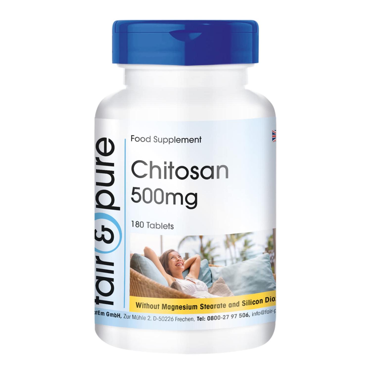 Fair & Pure Chitosan 500mg Supplement - 180 Tablets for Weight ...