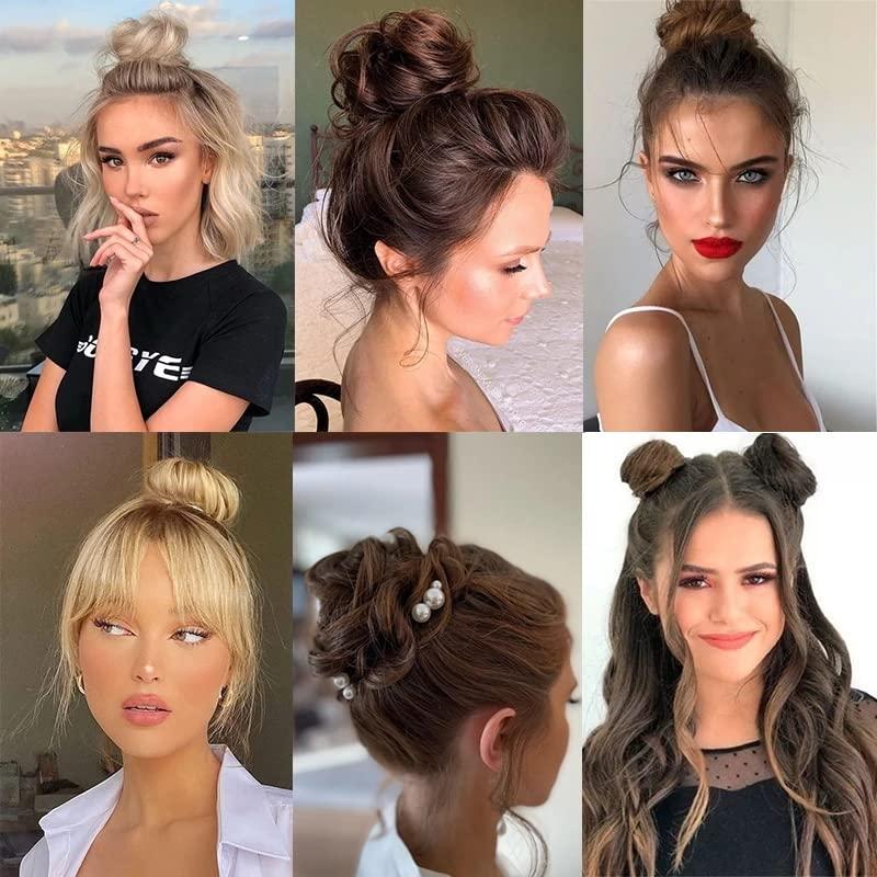 2 PC Mini Claw Bun Clips - Fake Hair Space Buns for Effortless Messy ...