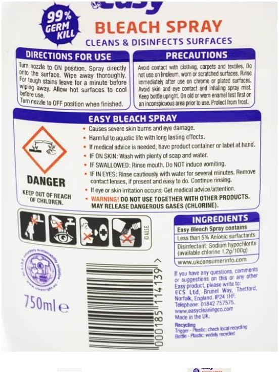 Easy Thick Bleach 750ml (Pack Of 6) | Thick Toilet Bleach | Easy ...