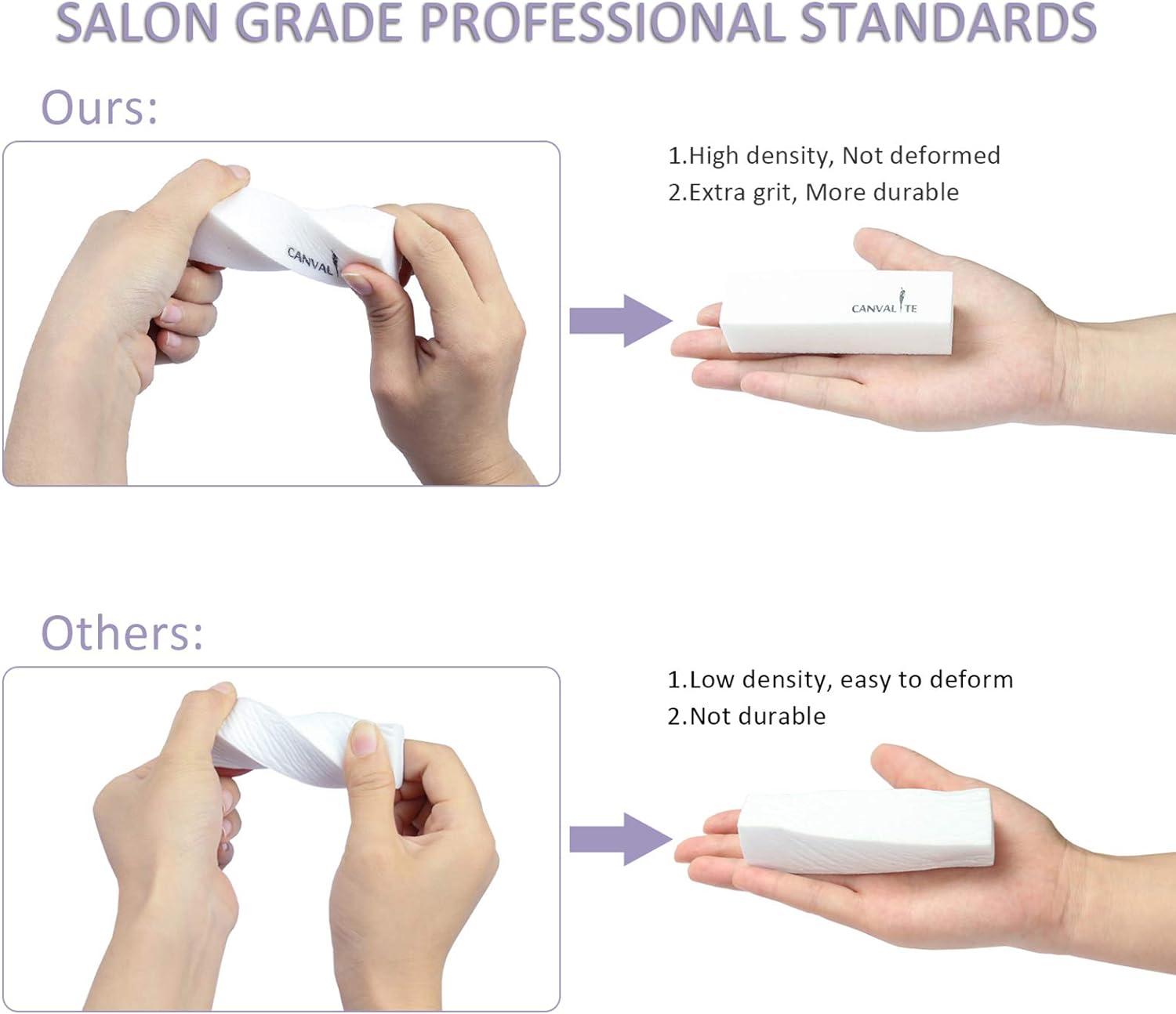 Canvalite 10Pcs White Nail Buffer Block with Nail Brush - 120 Grit ...