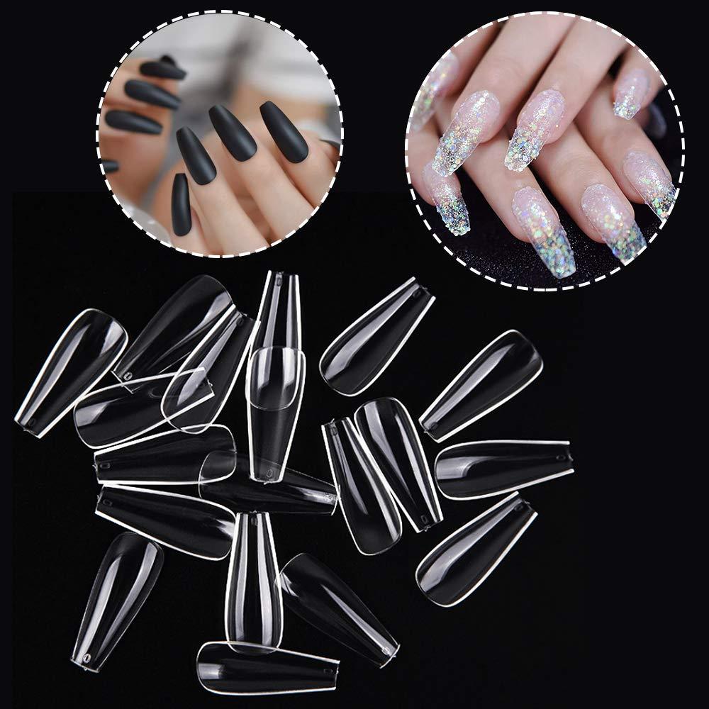 Noverlife 1200PCS Long Coffin False Nails Tips - Full Cover Ballerina ...