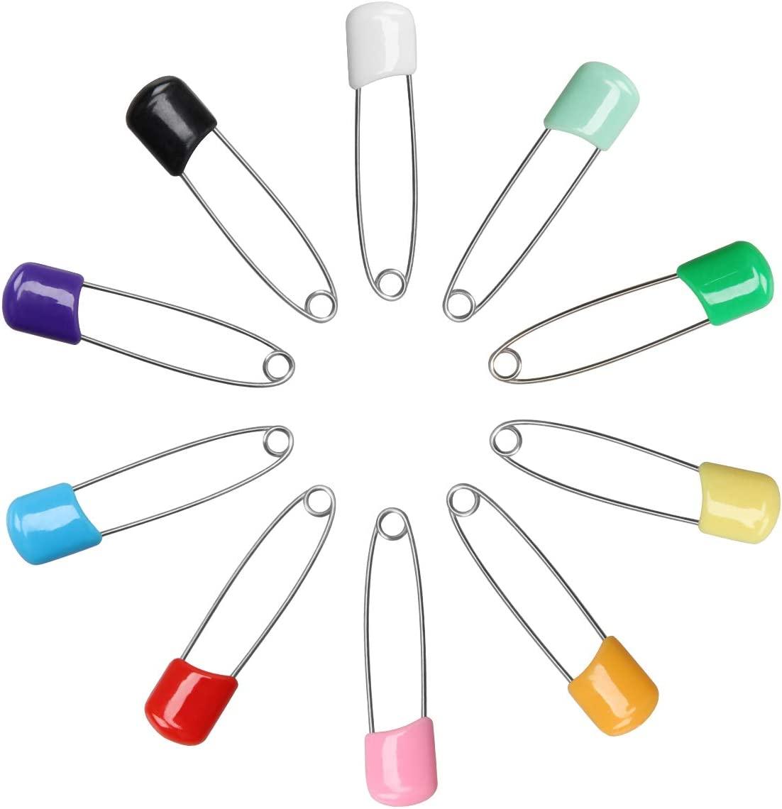 50 PCS Coolrunner Baby Safety Pins - Assorted Color Plastic Head Diaper Pins with Safety Locking ...