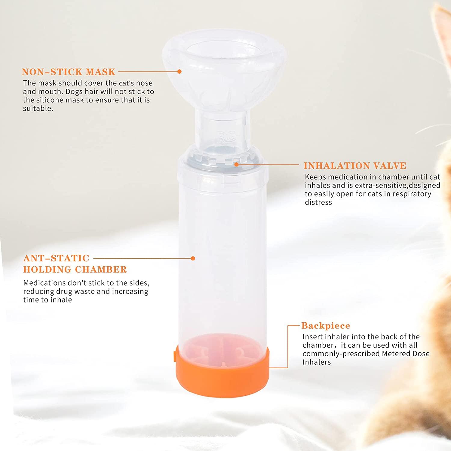 Rhyiee Aerosol Chamber for Small Pets - Orange, Inhaler with Breathing ...
