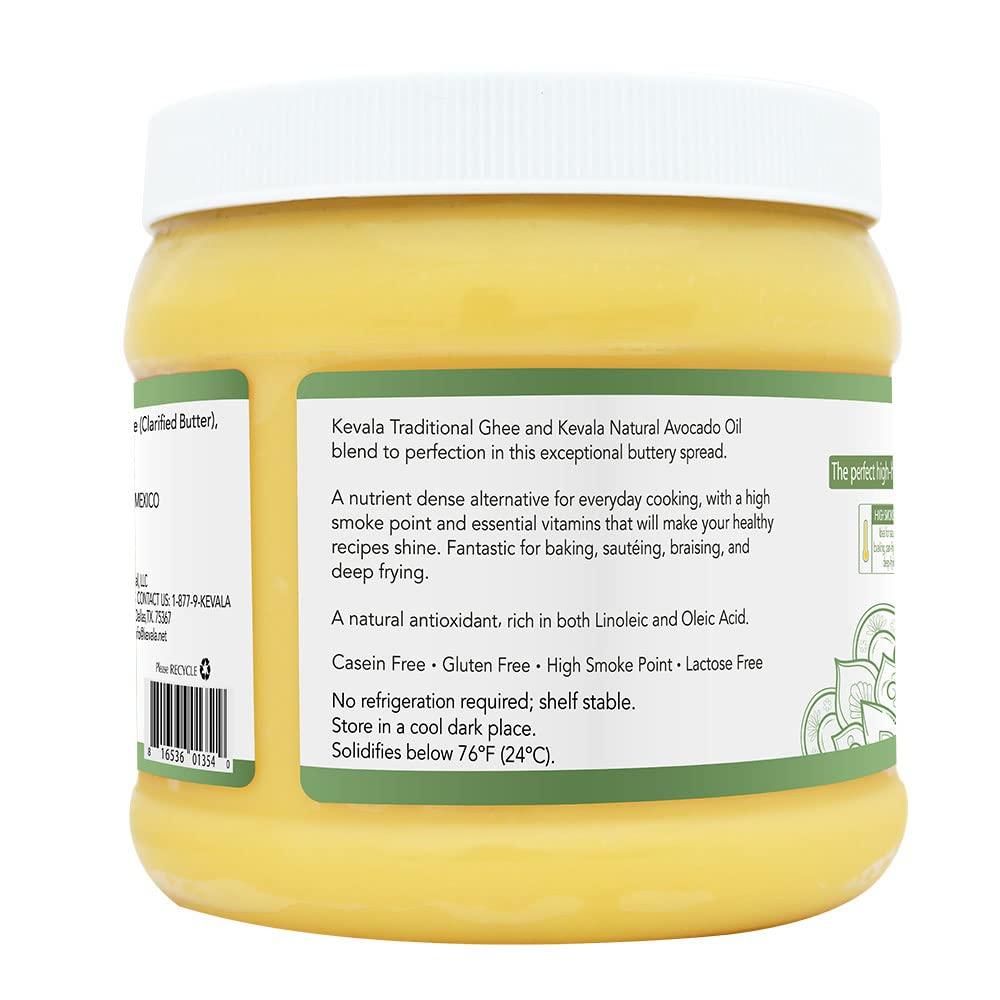 Kevala Avocado Ghee 32 Oz - High-Heat Blend of Avocado Oil and Premium ...