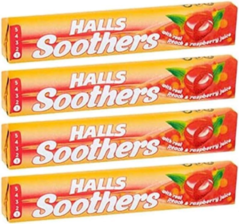 Halls Soothers 4 Peach & Raspberry Flavour 45g with Real Fruit Juice ...