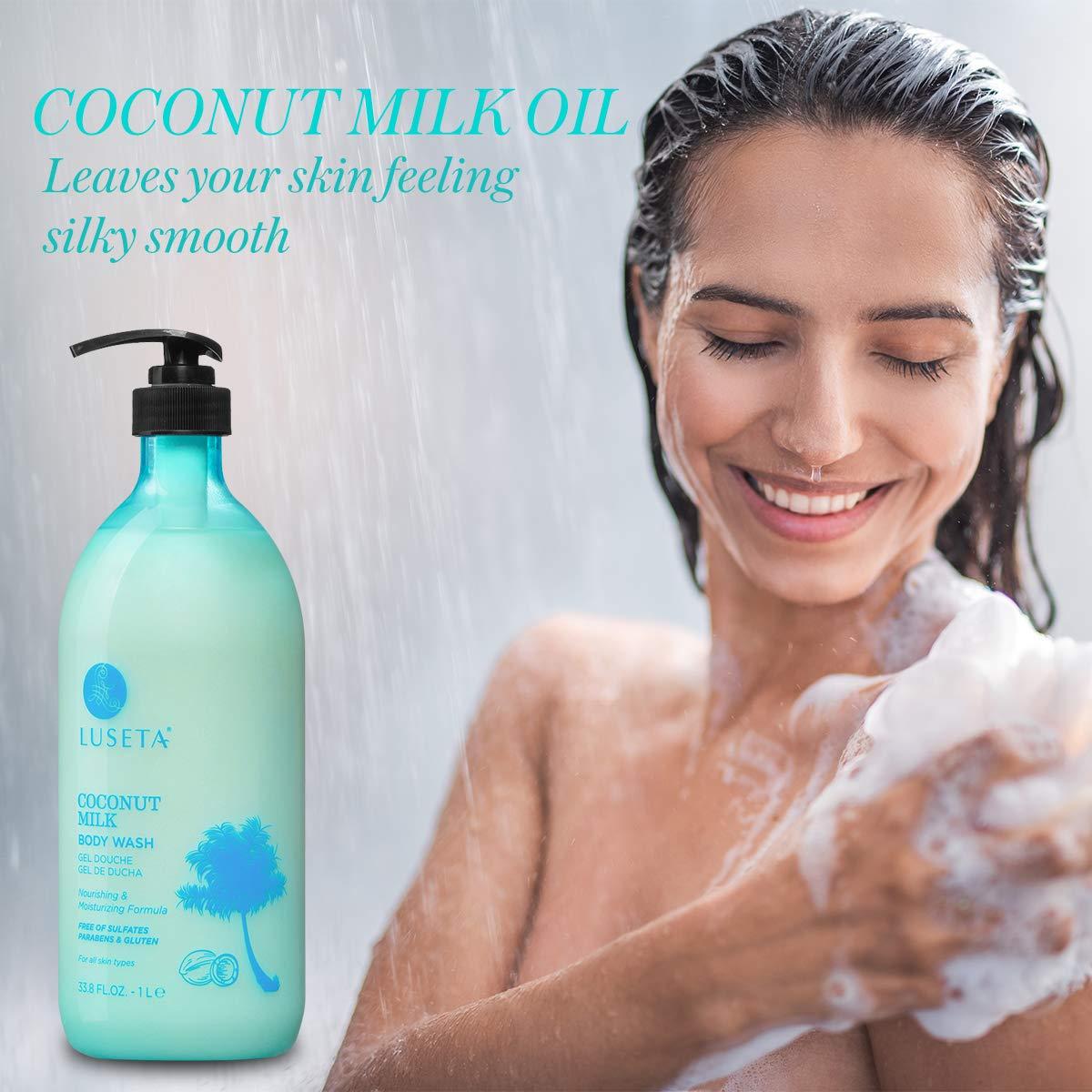 Luseta Coconut Milk Body Wash 33.8oz - Gentle Soap-Free Cleanser for Deep Moisturization of Dry ...