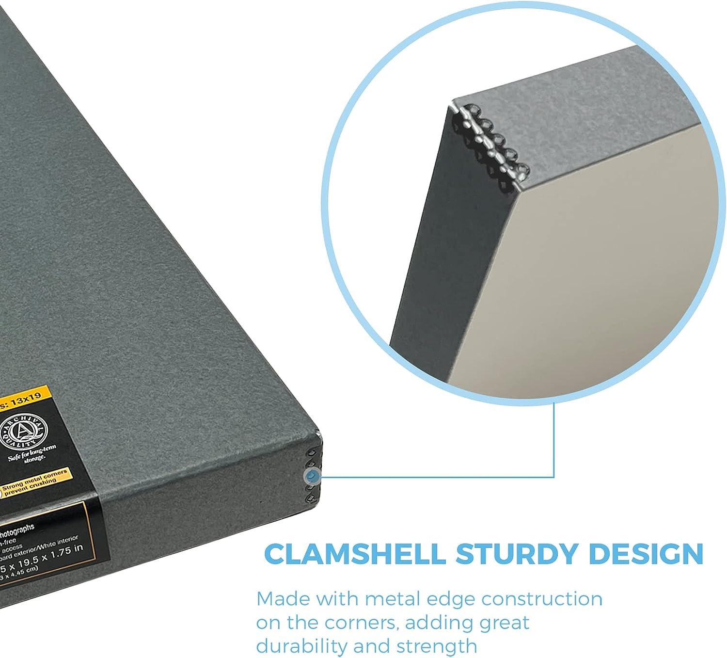 Lineco Grey 13x19 Clamshell Box - Archival Acid Free - Organize & Store ...