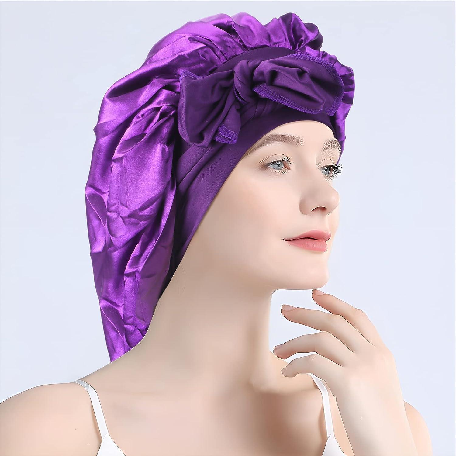 Classycoo 2PCS Large Satin Sleep Bonnet Set - Adjustable Silk Bonnet ...