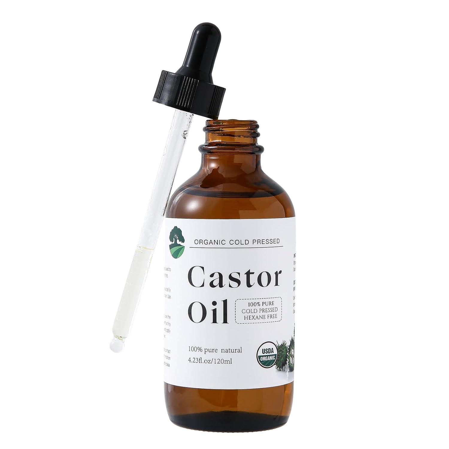 Organic Cold Pressed Castor Oil - Unrefined Hair Growth & Care in Glass ...