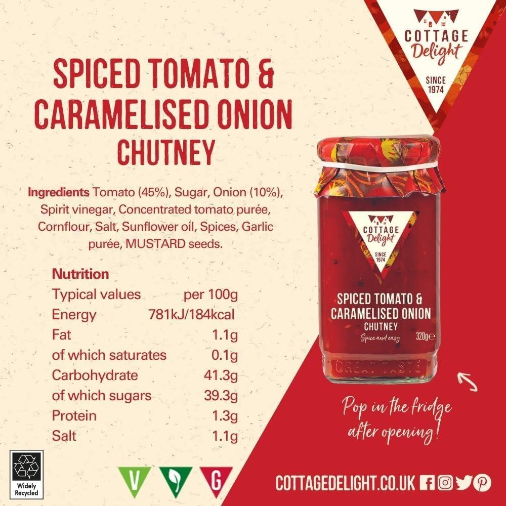 Cottage Delight - Spiced Tomato & Caramelised Onion Chutney - 320g Red ...