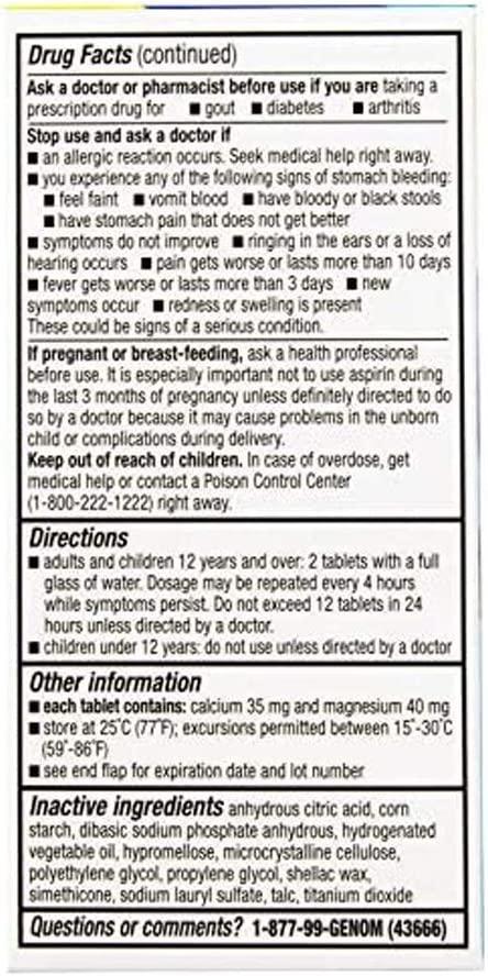 Bufferin Buffered Aspirin Tablets 130 ct (Pack of 3) - Pain Reliever ...