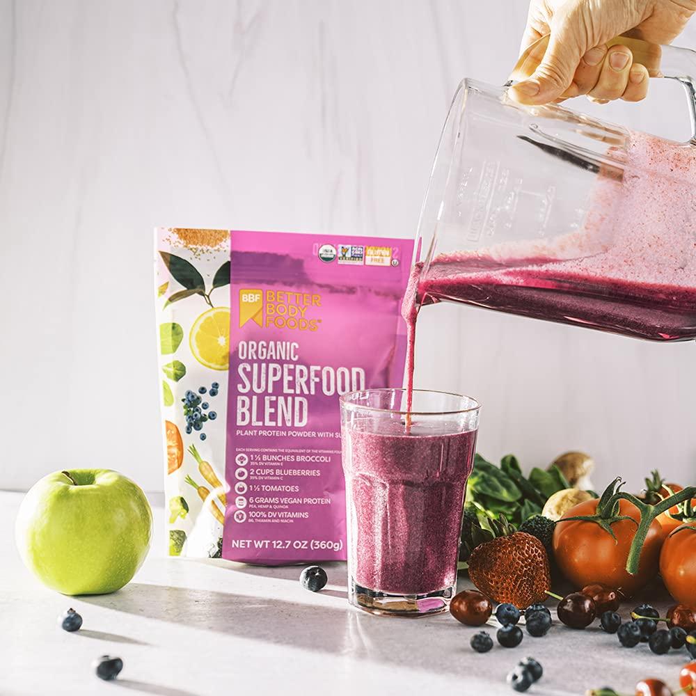 BetterBody Foods Organic Superfood Powder with Protein, Vitamins C, E ...