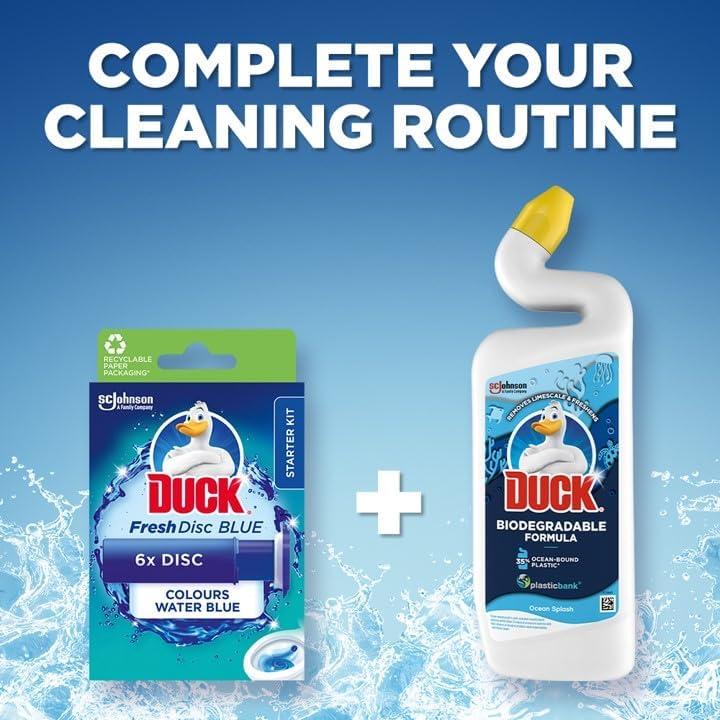 Duck Fresh Discs Blue Toilet Cleaner Twin Pack Refills Sanitising ...