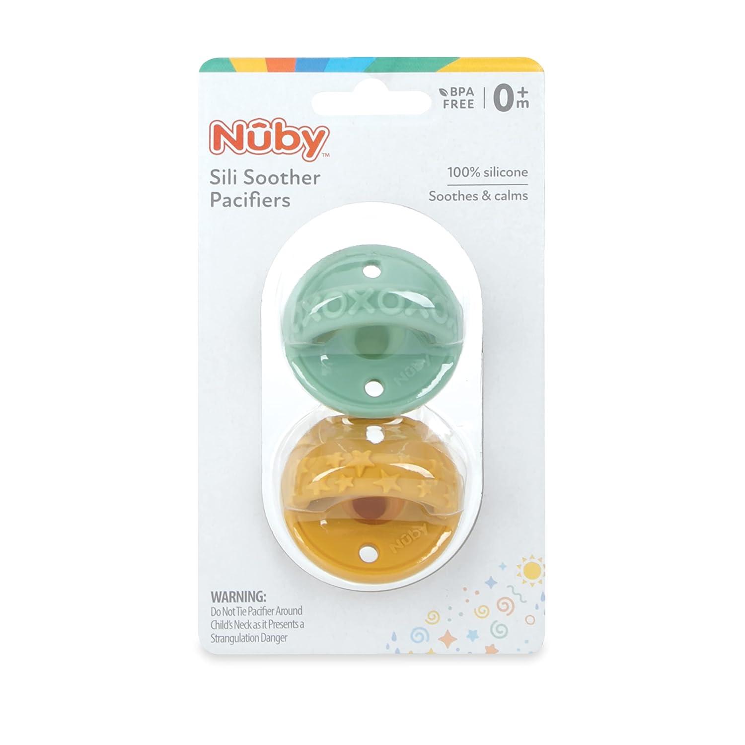 Nuby 2 Pack Silicone Pacifier with Natural Cherry Shaped Nipple - 0 ...