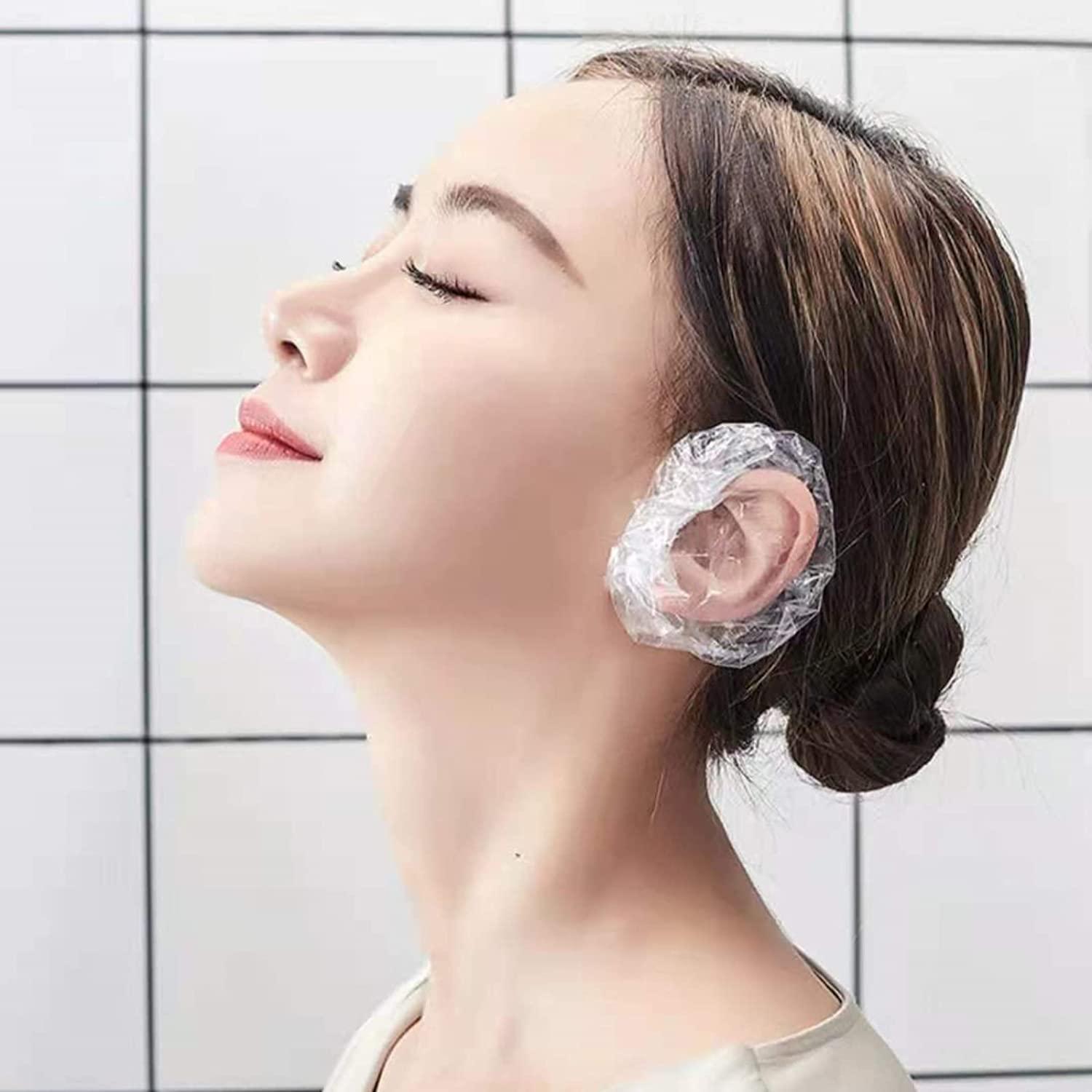 100 PCS Disposable Ear Covers for Shower Hair Salon Care - Waterproof ...