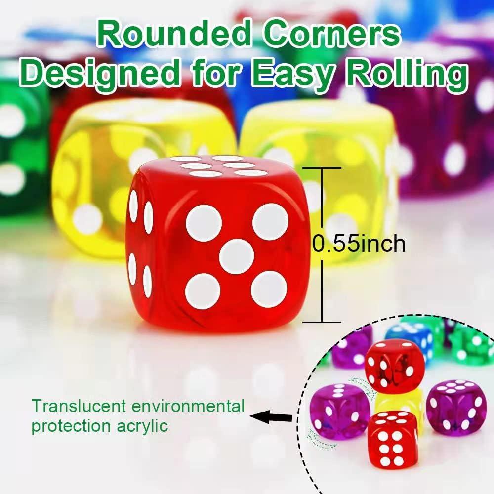 50 Piece 14MM Translucent Dice Set for Classroom and Board Games ...