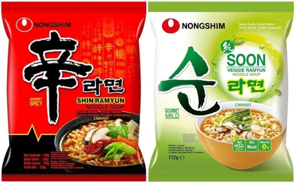 Nongshim Ramen Assorted Bundle Shin Ramyun Soon Veggie Ramyun Instant ...