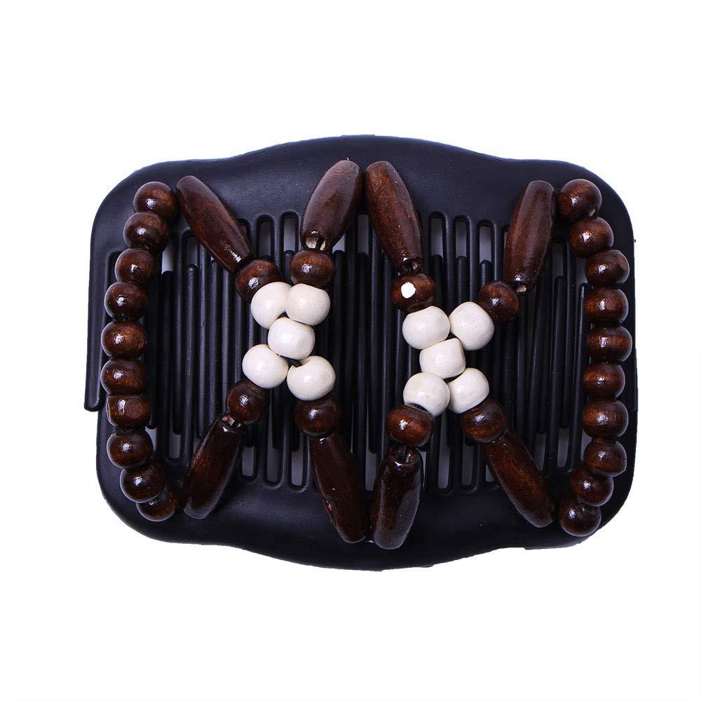 Lovef Thick Hair Clip Magic Wood Beads Double Hair Comb Clip Set - 4pcs ...
