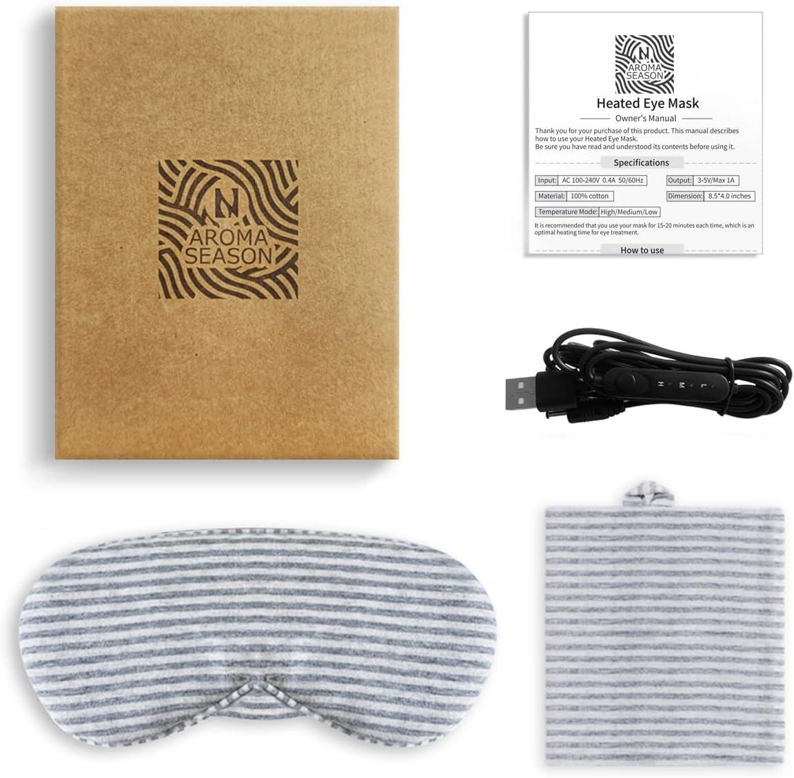 Heated Eye Mask 100% Cotton USB Steam Warm Compress for Puffy Eyes ...