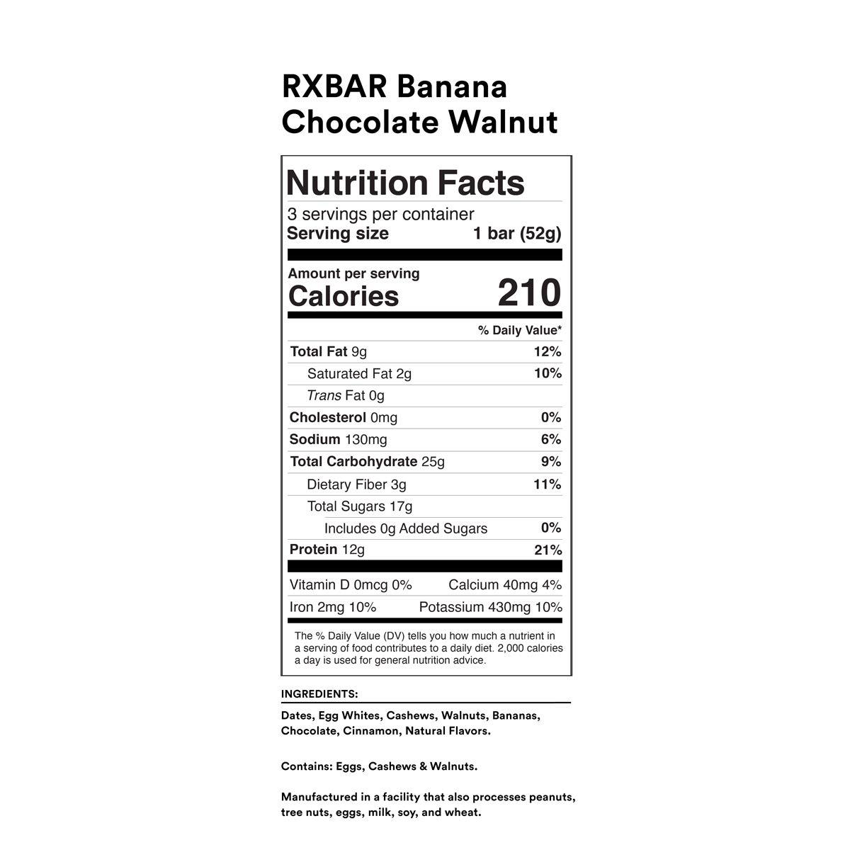 RXBAR Protein Bar Variety Pack - 6 Flavors (1 Box, 12 Bars) | High ...