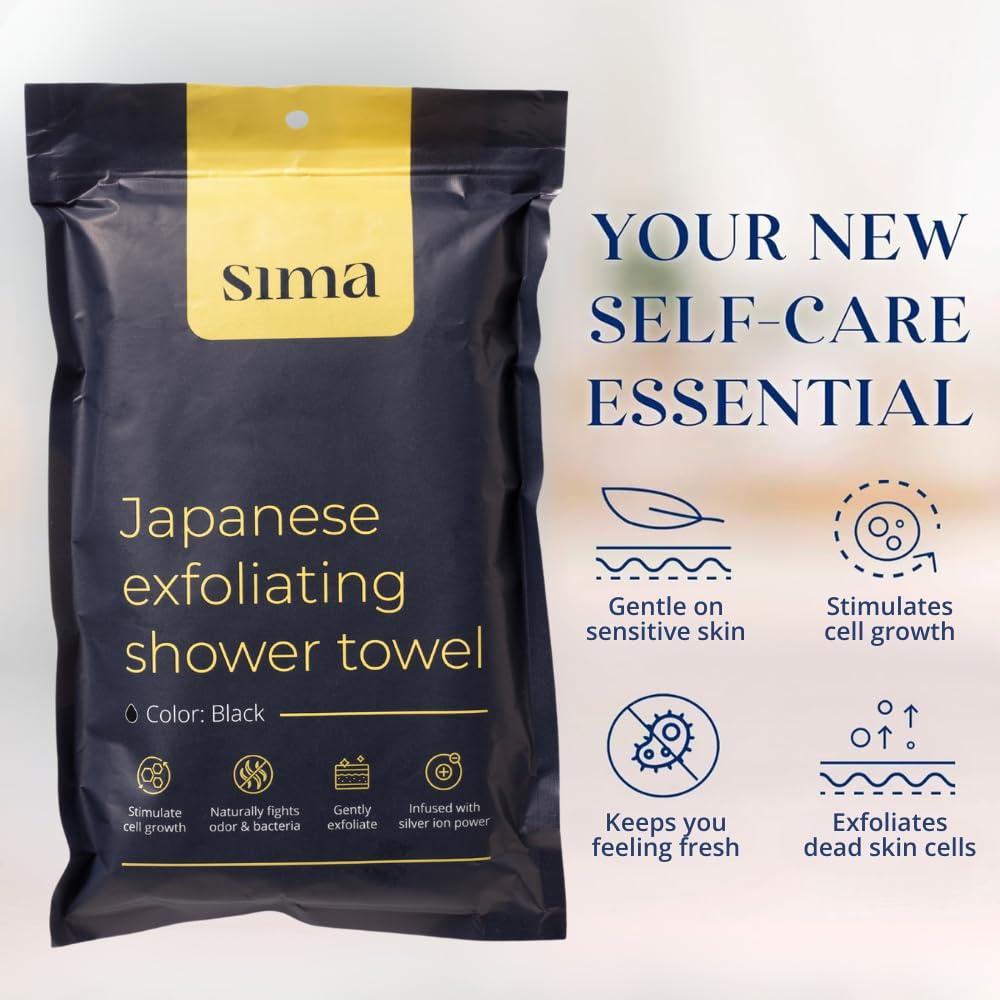 Sima Japanese Exfoliating Washcloth Towel - Dual-Sided Body Scrubber ...