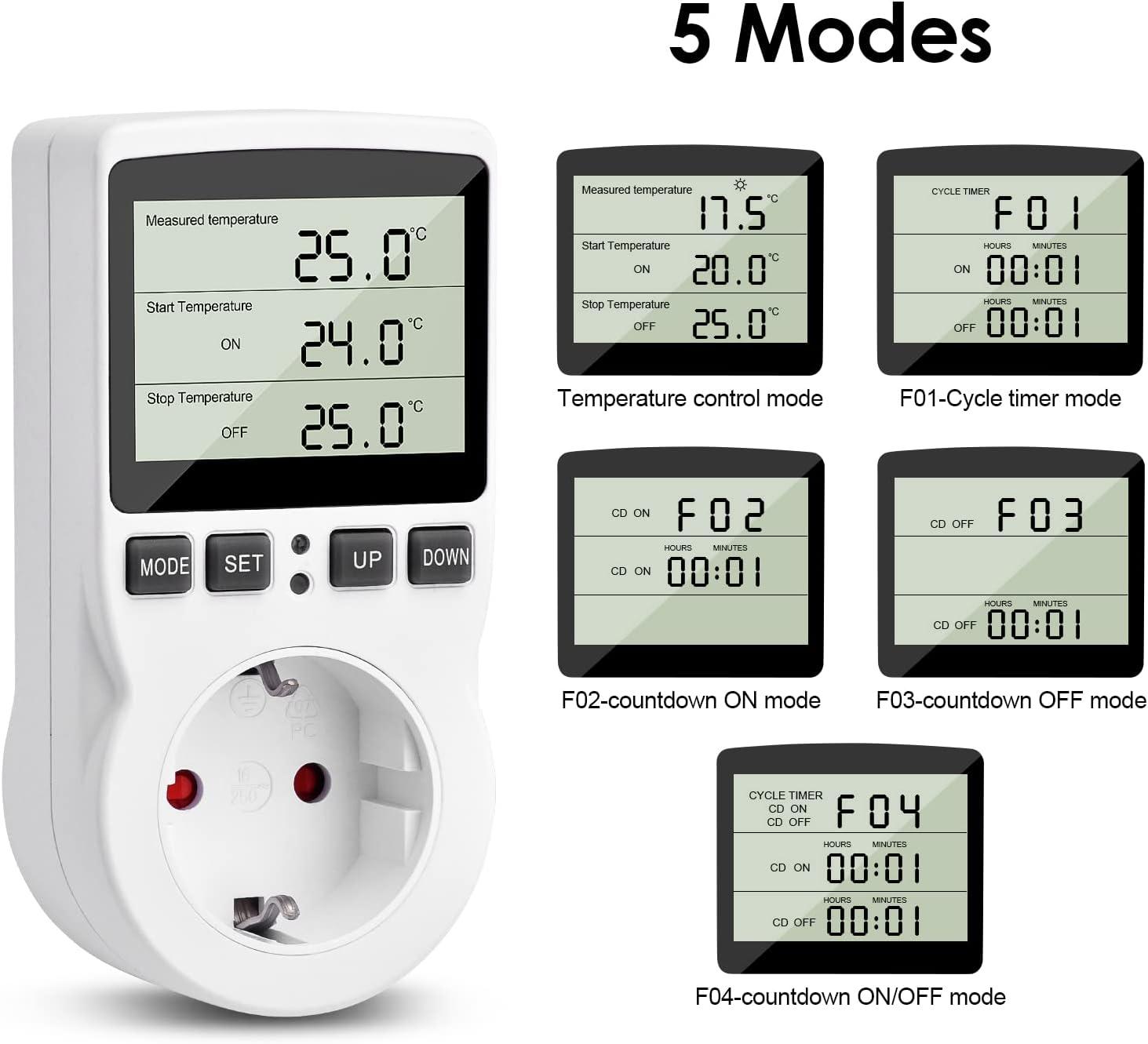 Diymore 230V Temperature Controller Socket with LCD Display & Timer ...