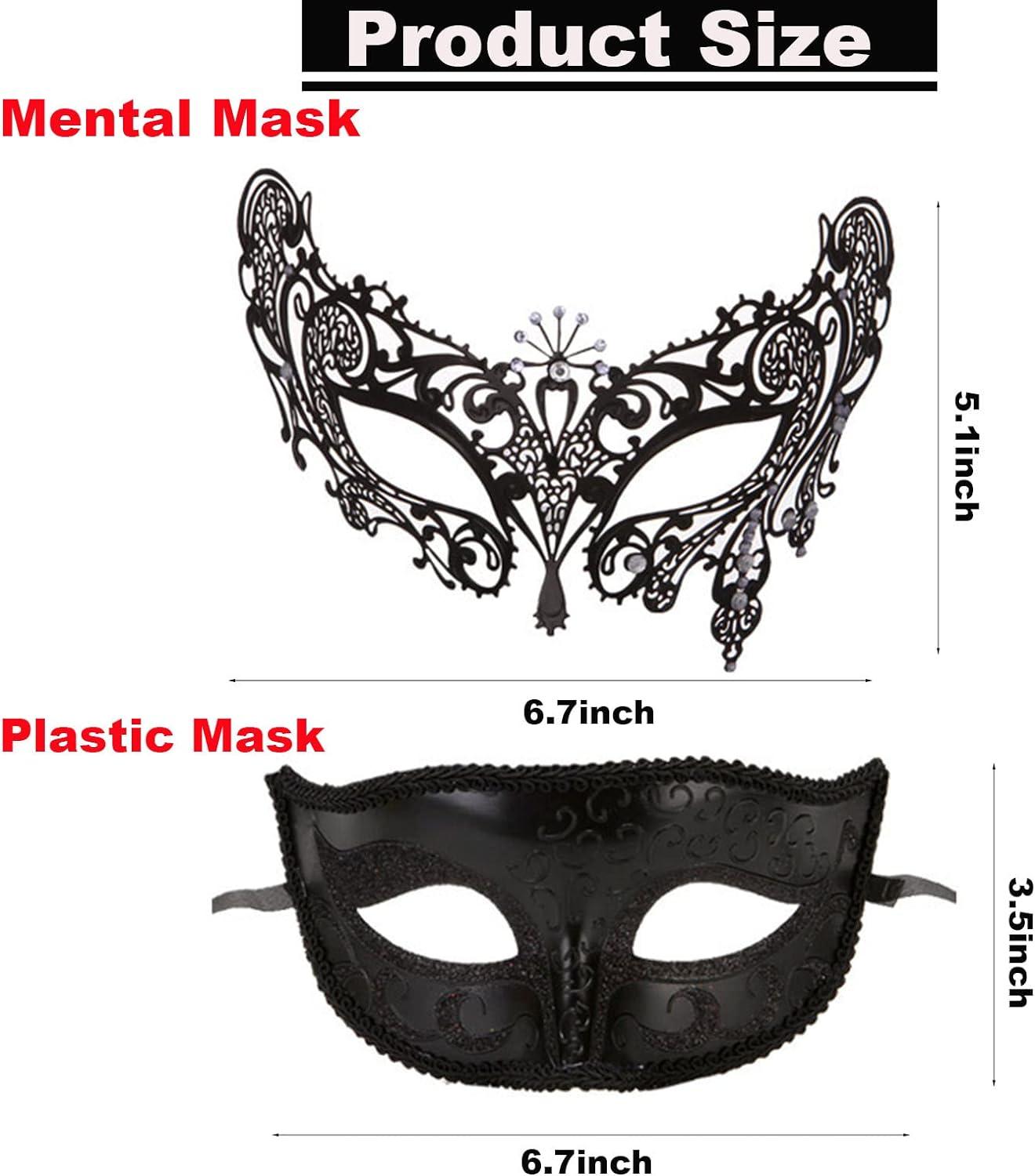 Deluxe Couple Masquerade Mask 2 Pack - Venetian Realistic Silicone Half ...