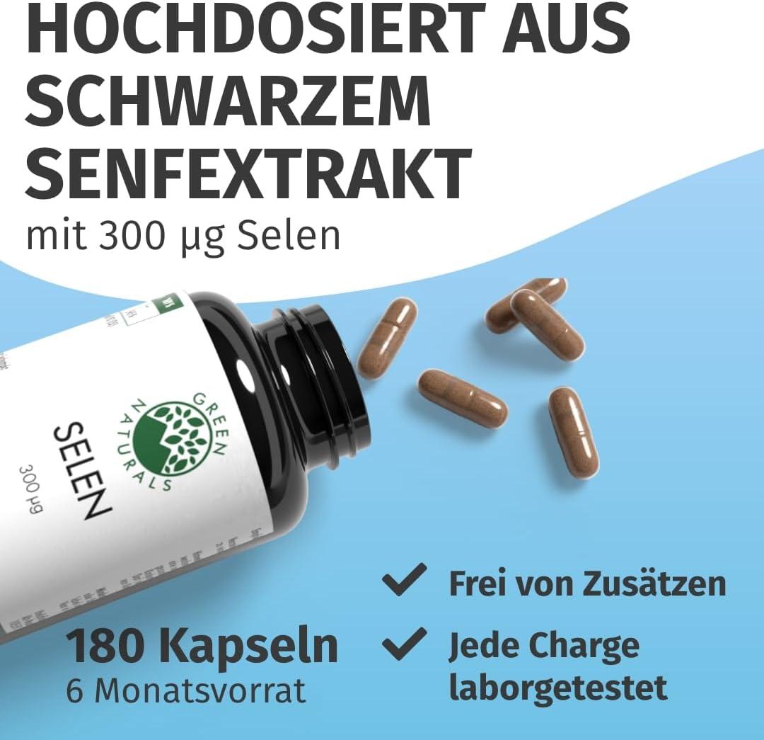 Selenium High Dose 300 g Capsules | 180 Vegan Black Mustard Extract ...