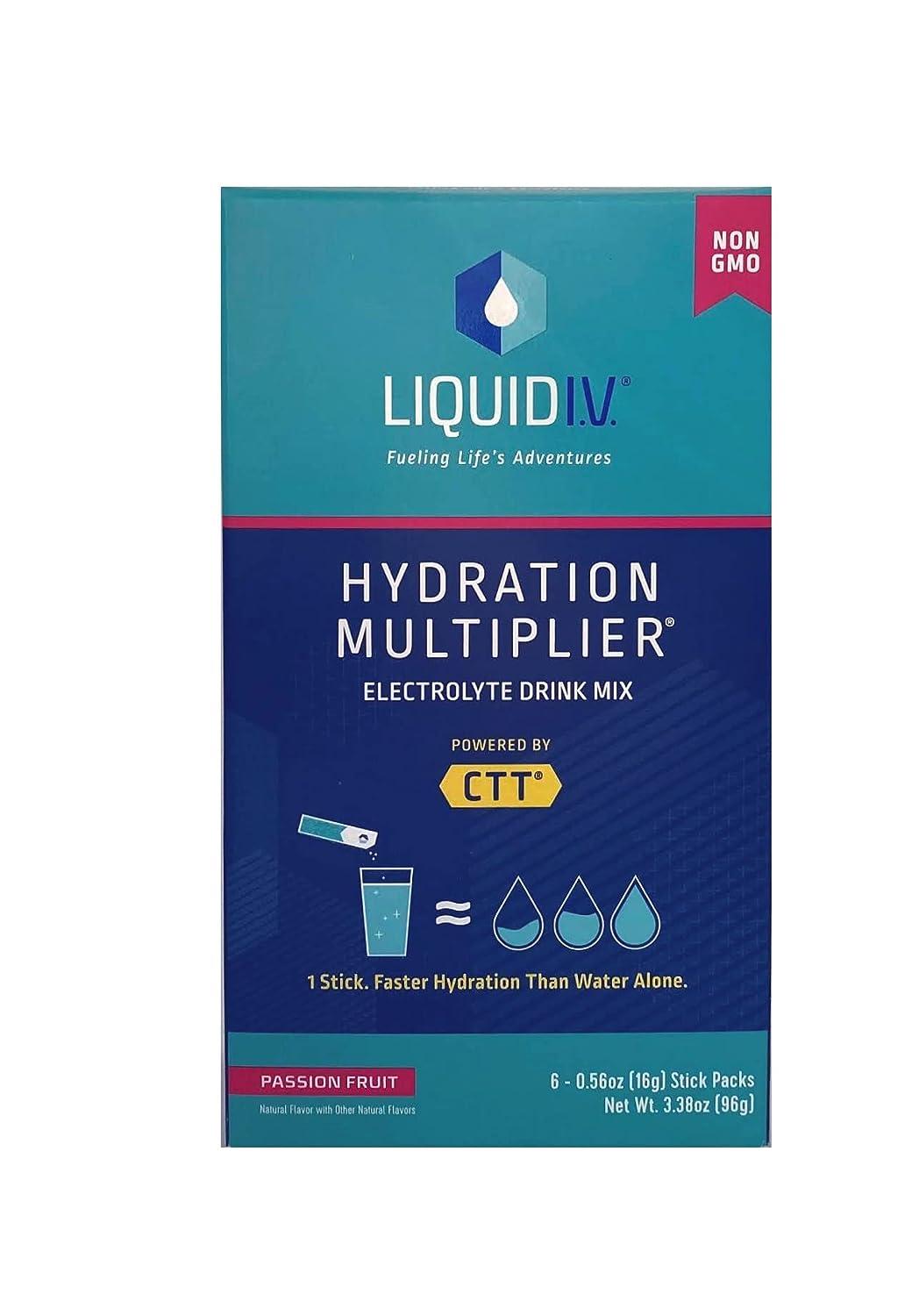 Liquid IV Hydration Powder Passion Fruit 6oz - Fast Hydration Boost ...