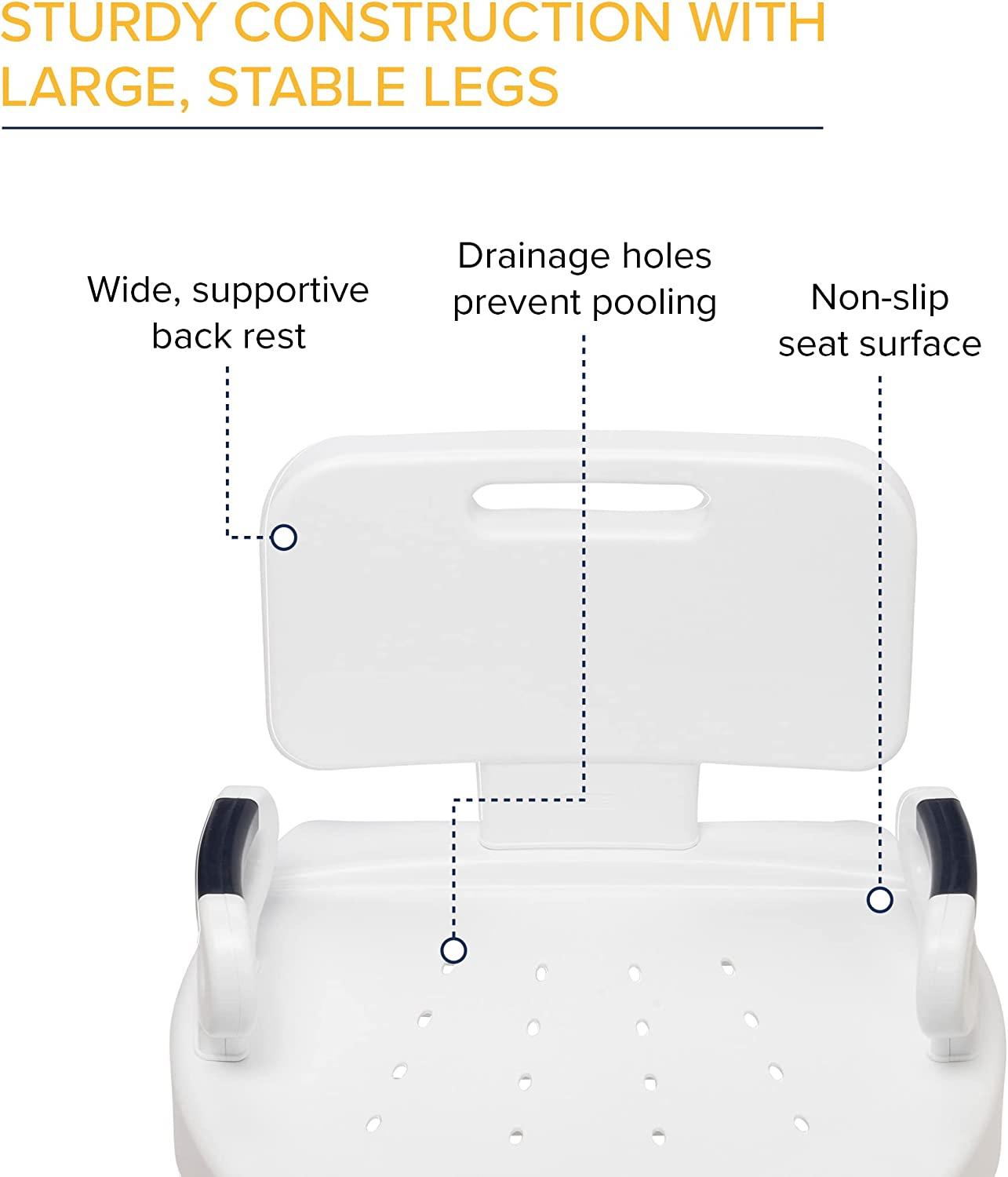 Drive Medical RTL12505 Handicap Bathroom Bench with Back and Arms ...