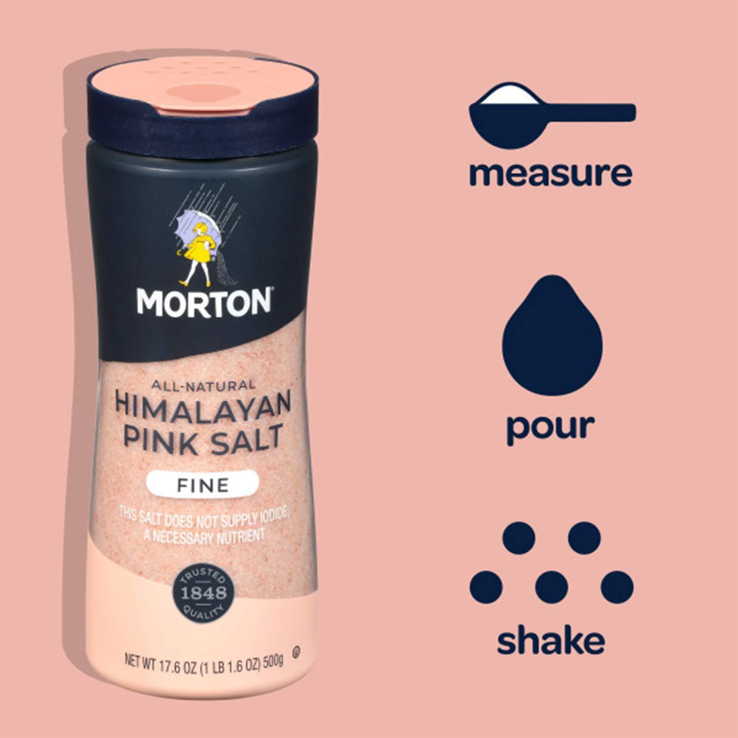 Morton All-Natural Himalayan Pink Salt Fine 17.6oz - 1.1lb (Pack of 1)
