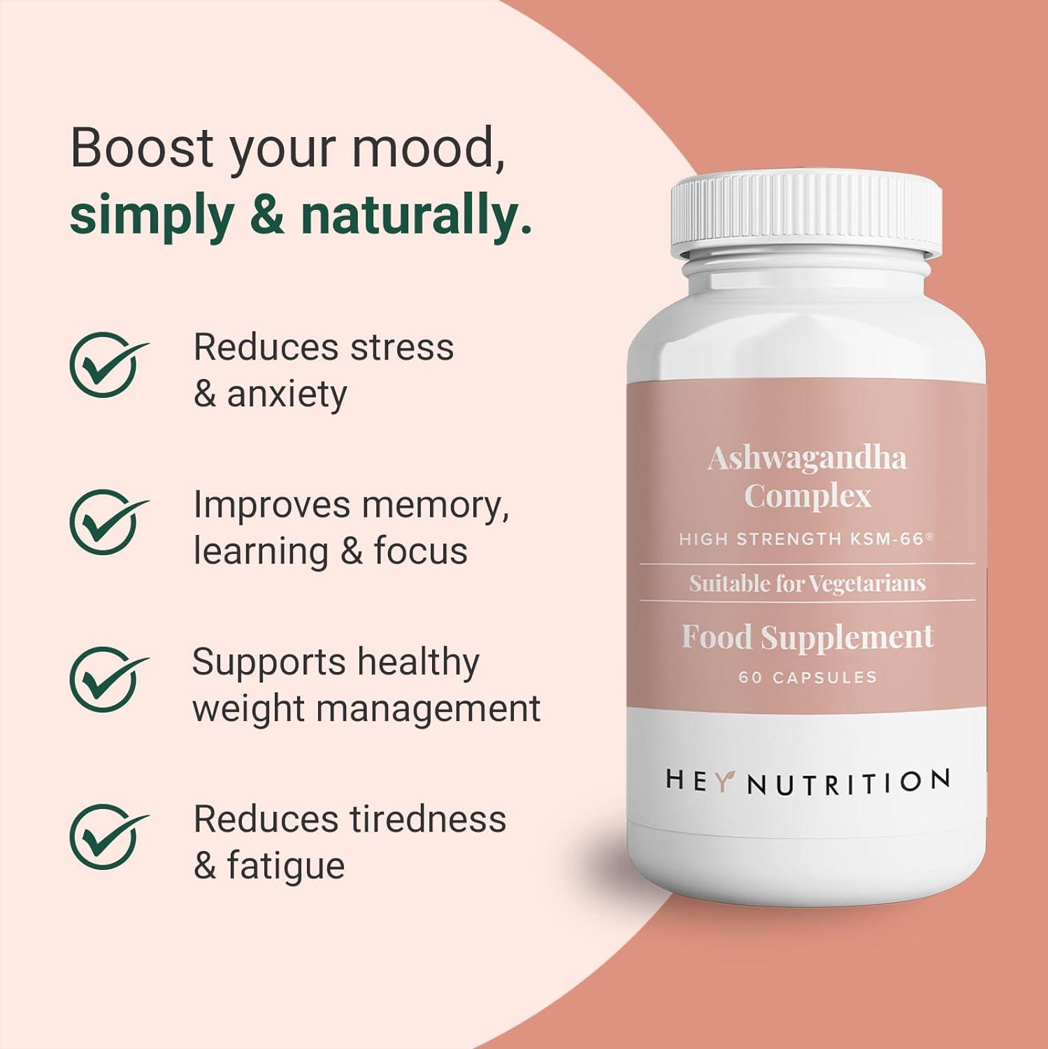 Hey Nutrition Ashwagandha Complex 9000mg - High Strength KSM-66 ...