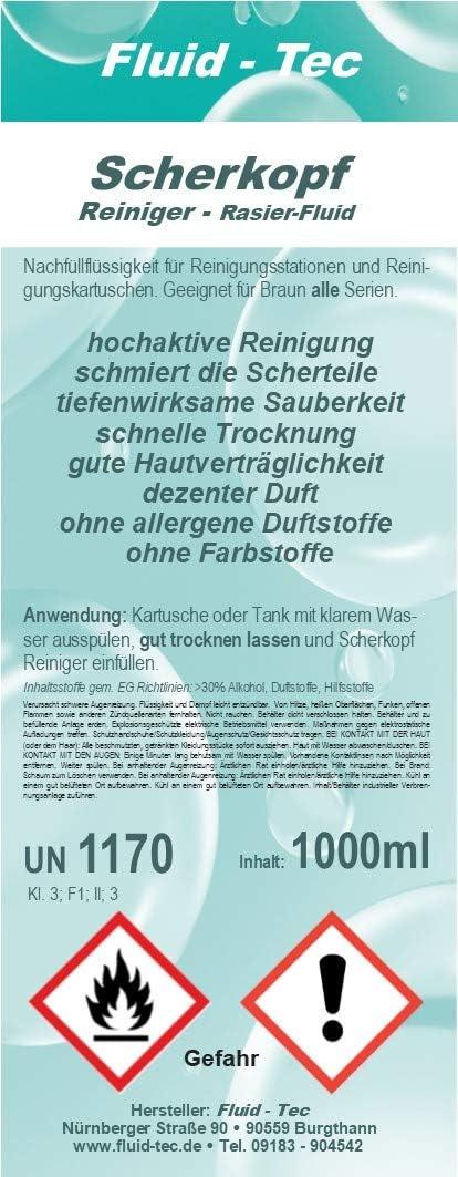 Fluid-Tec 2L Shaving Head Cleaner for Braun Electric Razors - Compatible with Cartridge Cleaning ...