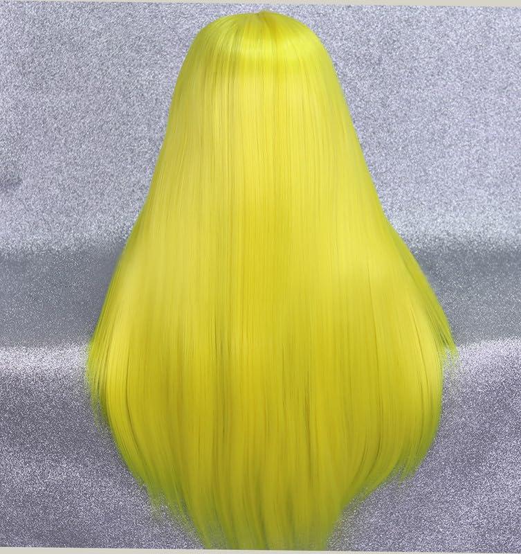 Vebonny 24-Inch Bright Yellow Synthetic Lace Front Wig - Stylish Hair ...