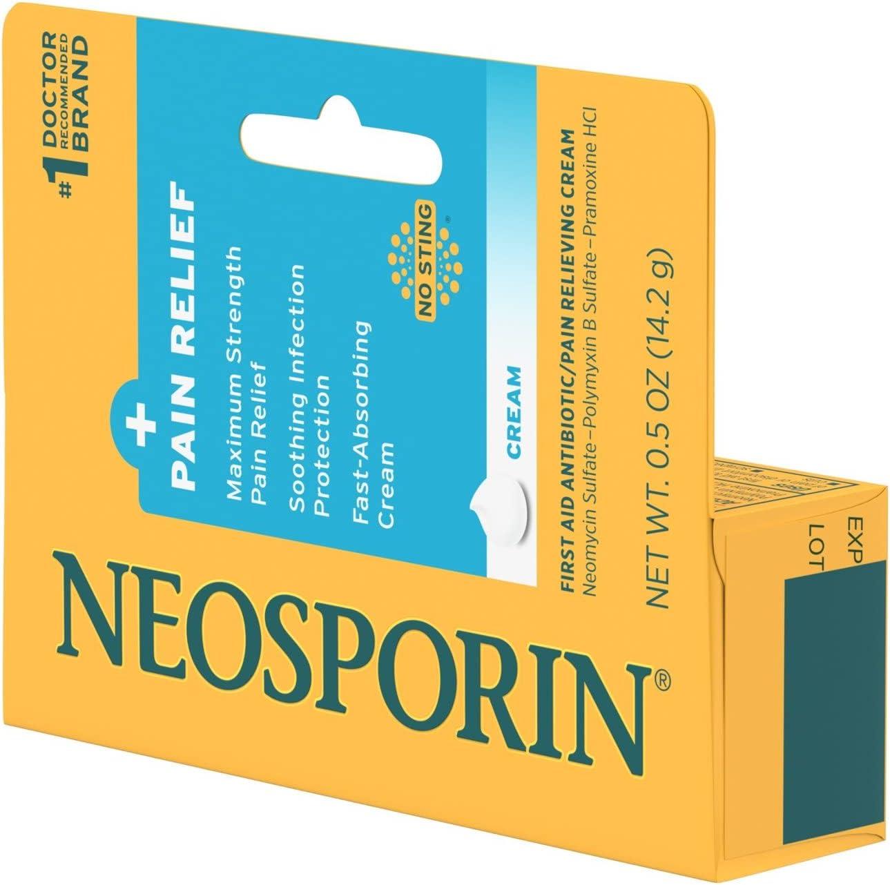 Neosporin Plus Pain Relief Cream 0.5 oz (3 Pack) - Fast-Acting Pain ...